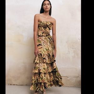 Zara | Dresses | Zara Linen Blend Ruffles Printed Skirt | Poshmark